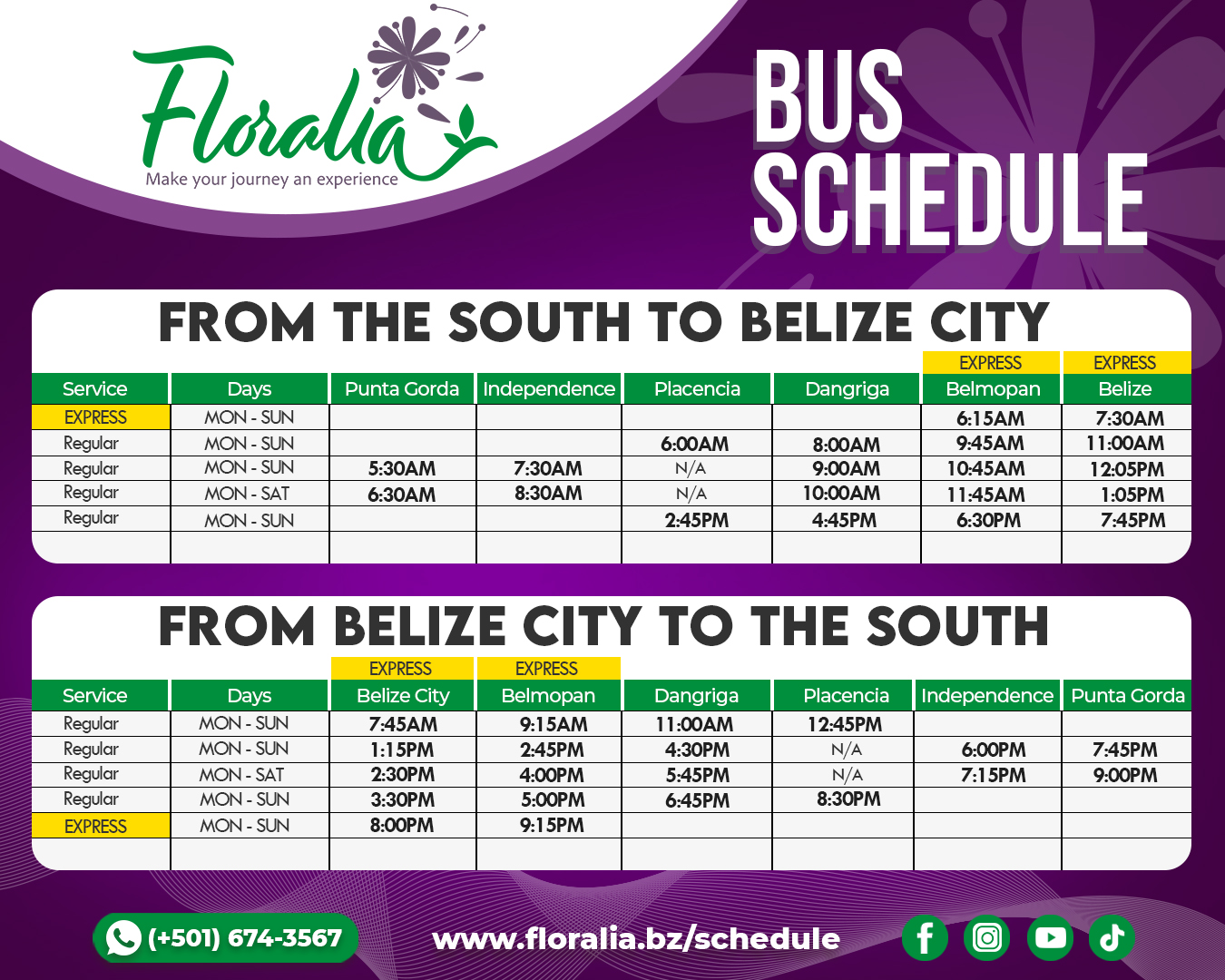 Belize Bus Schedule - Floralia